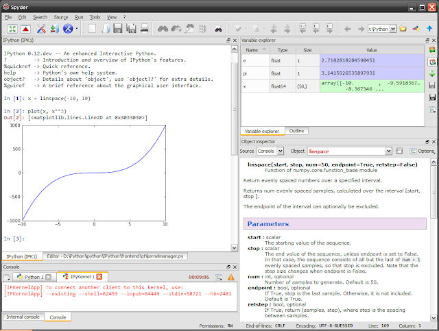 spyder: Preview of the new IPython plugin for Spyder