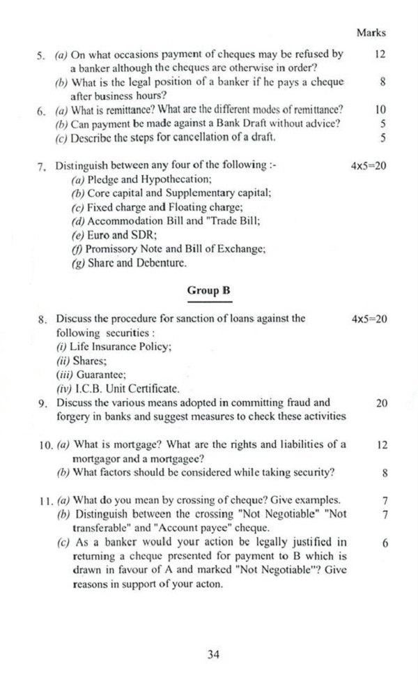 Laws and Practice of Banking Question 2011-2018 - Banking Diploma Education