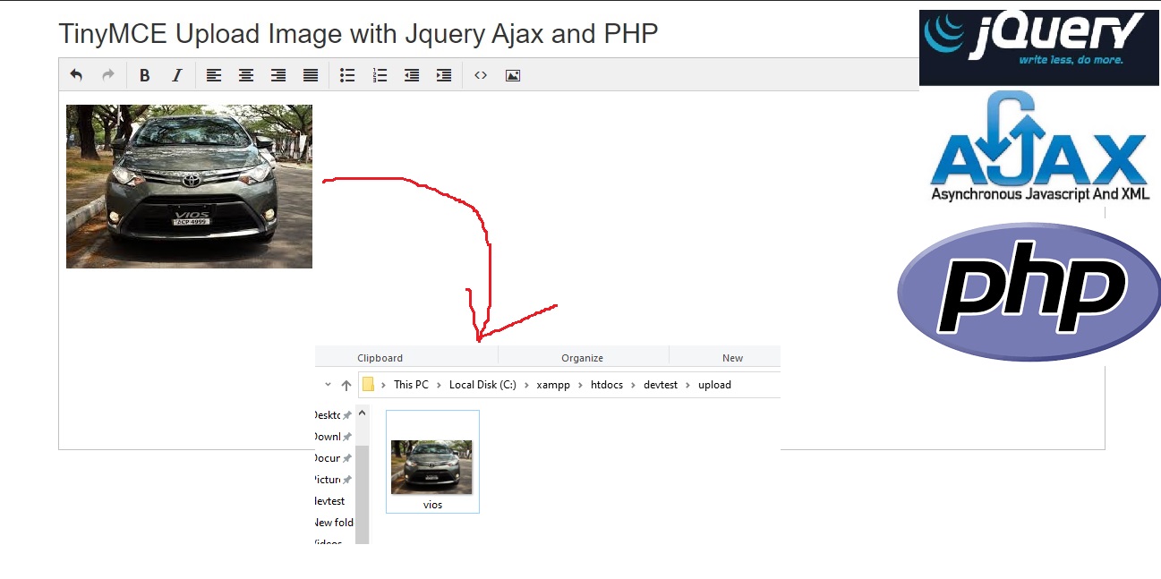 TinyMCE Upload Image with Jquery Ajax and PHP | Tutorial101
