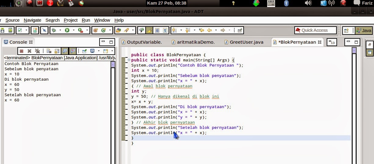 Indahnya berbagi ^_^: Pemrograman Java : Blok Pernyataan Pada Java