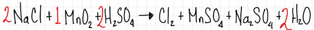 Balance por REDOX NaCl + MnO2 + H2SO4 >>> Cl2 + MnSO4 + Na2SO4 + H2O ...