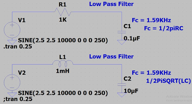 Low Pass Filter - RC and LC