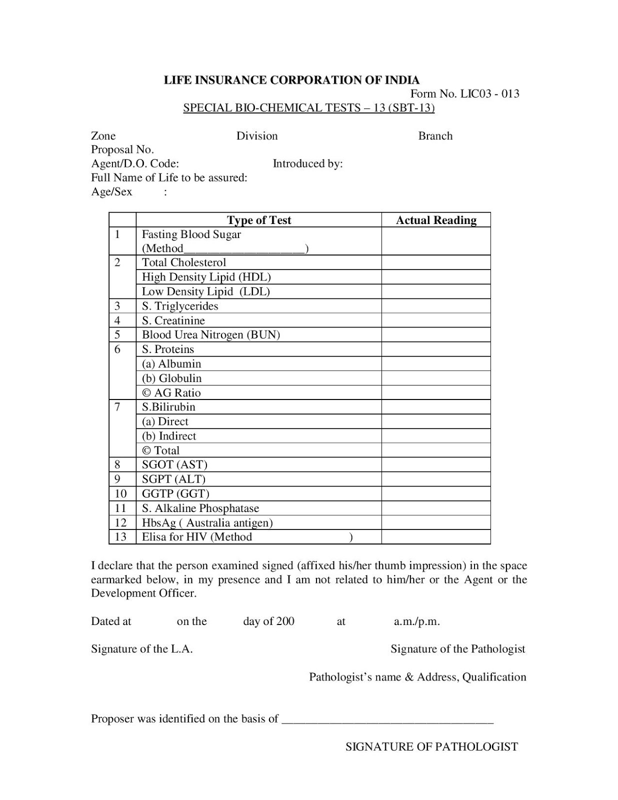 Printable Blood Test Form - Printable Forms Free Online