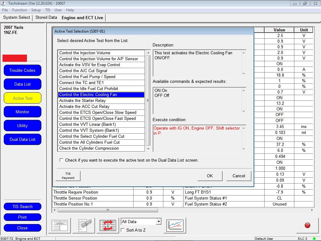 Check the Electric Cooling Fan on Radiator using TECHSTREAM (TIS ...