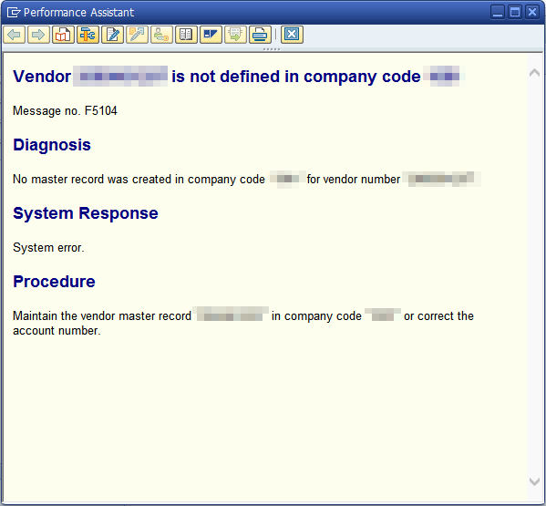 SAP Error Meesage F5104 Vendor Is Not Defined In Company Code Xxxx
