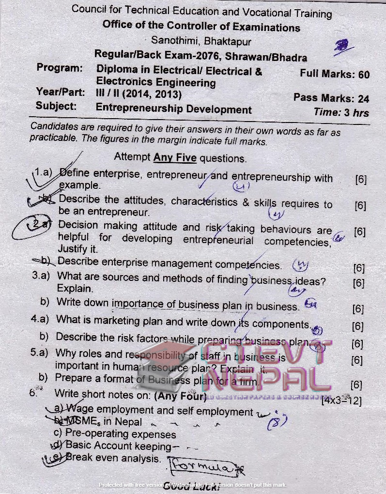 CTEVT 3rd Year 2nd Semester Entrepreneurship Development Questions ctevt-3rd-year-2nd-semester-entrepreneurship-development-questions