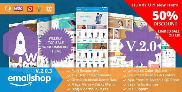 Free download EmallShop v2 Pemium – Responsive Multipurpose WooCommerce Theme - Zaipublisher Themes