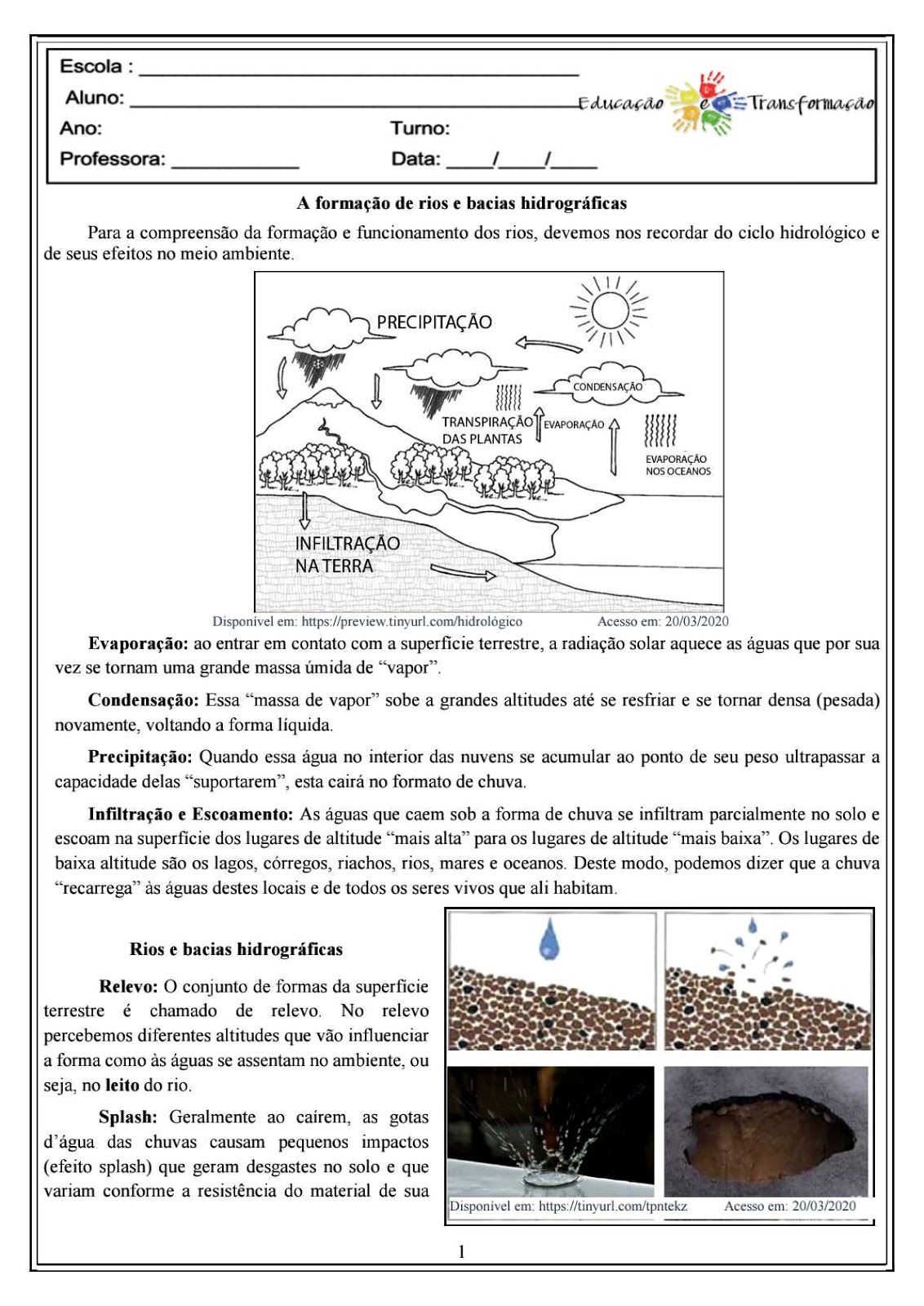 Atividades Sobre Bacias Hidrográficas - RETOEDU