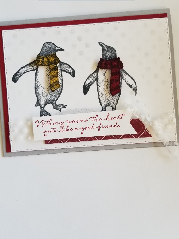 Stampin Expressions: My cardinal and gold penguins