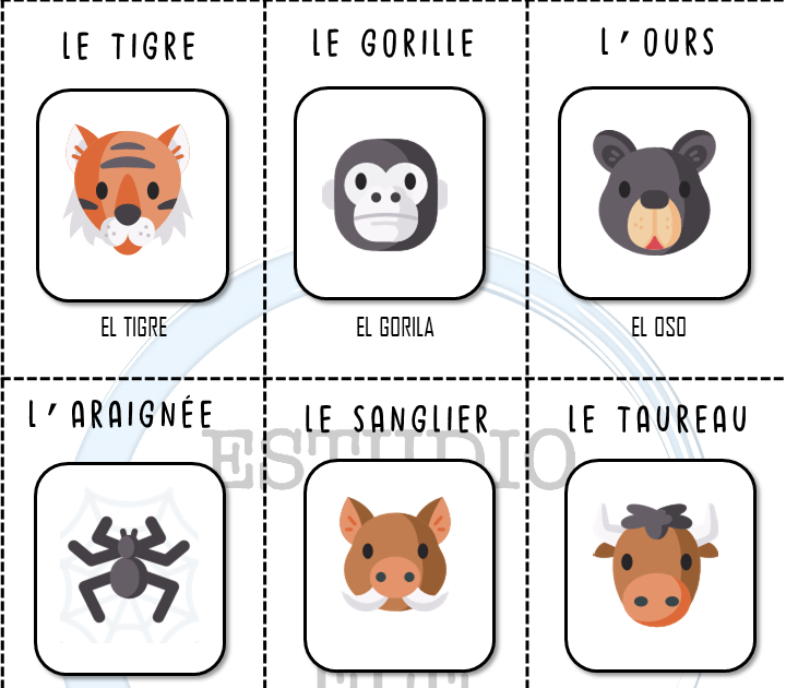 Flashcards Bilingues / Animaux sauvages (Français-Espagnol)