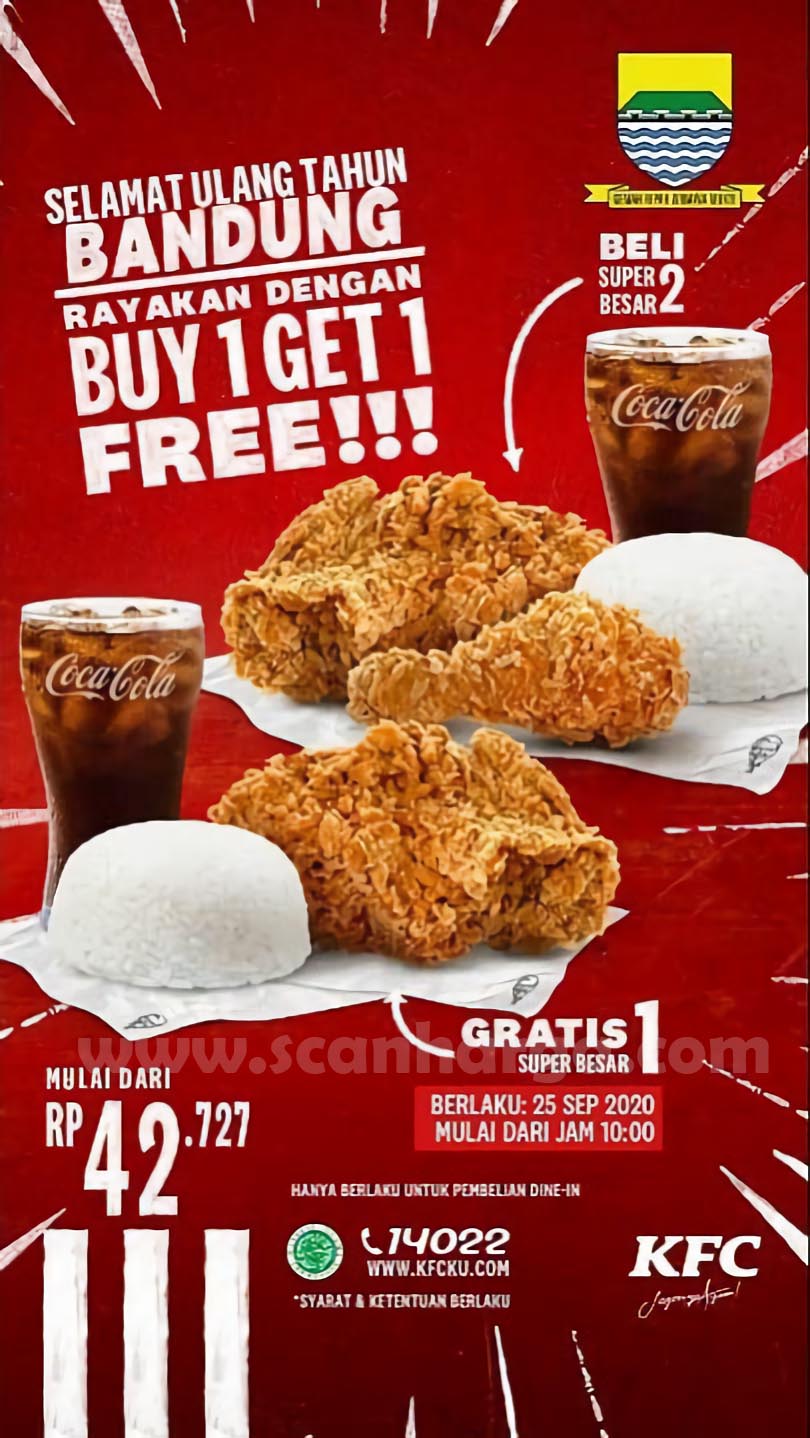Promo KFC HUT Bandung Buy 1 Get 1 Free* - scanharga