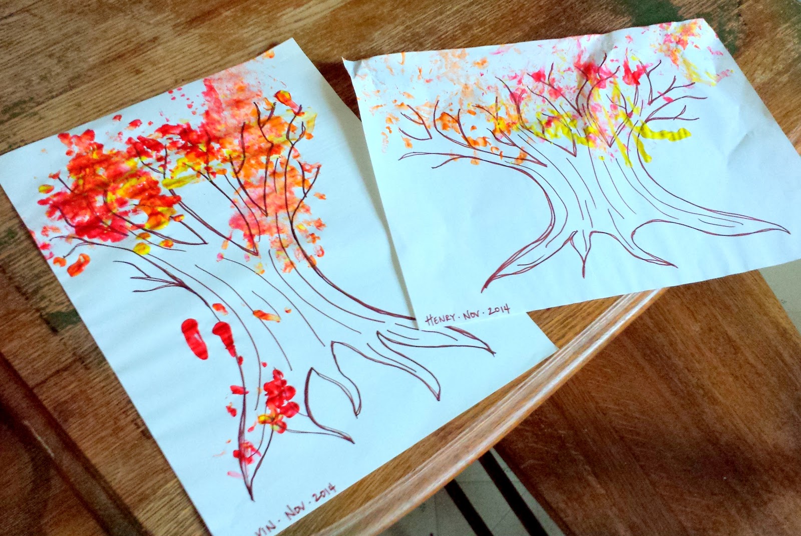 Pancakes in Bed: Fall Fingerpaint Trees
