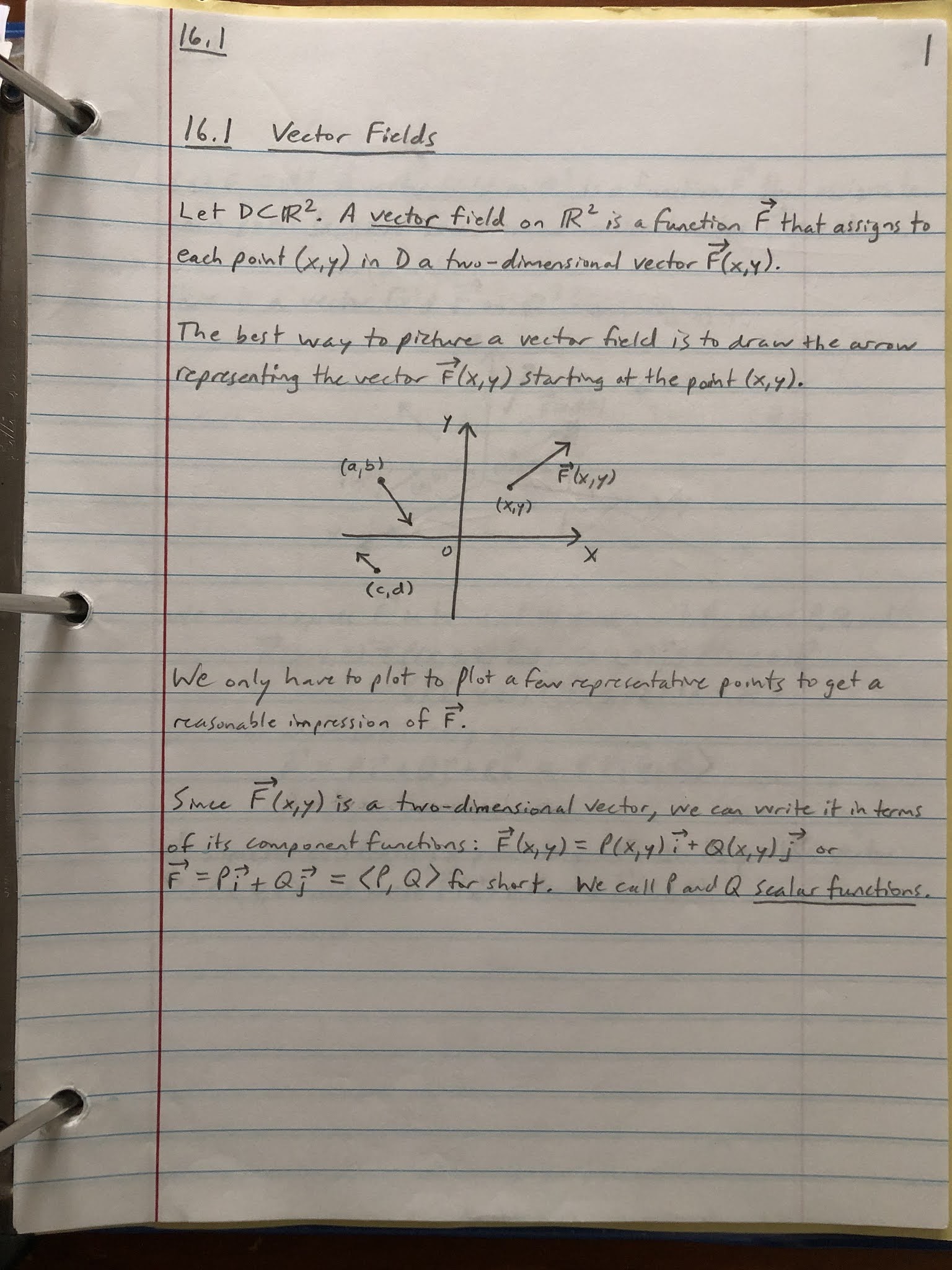 Professor Frank’s Math Blog: 16.1 Vector Fields Notes