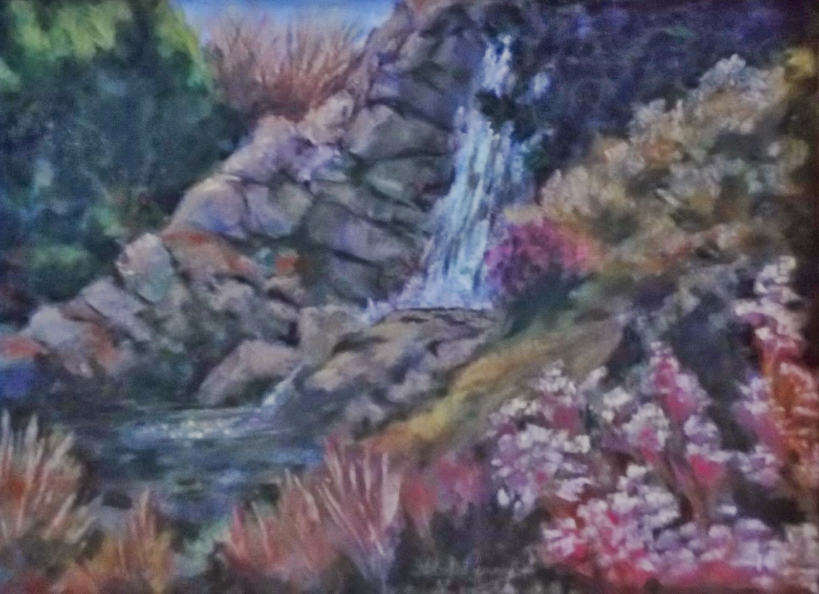 Pastel Artists International: “Secluded Waterfall” 9” x 12” Original ...