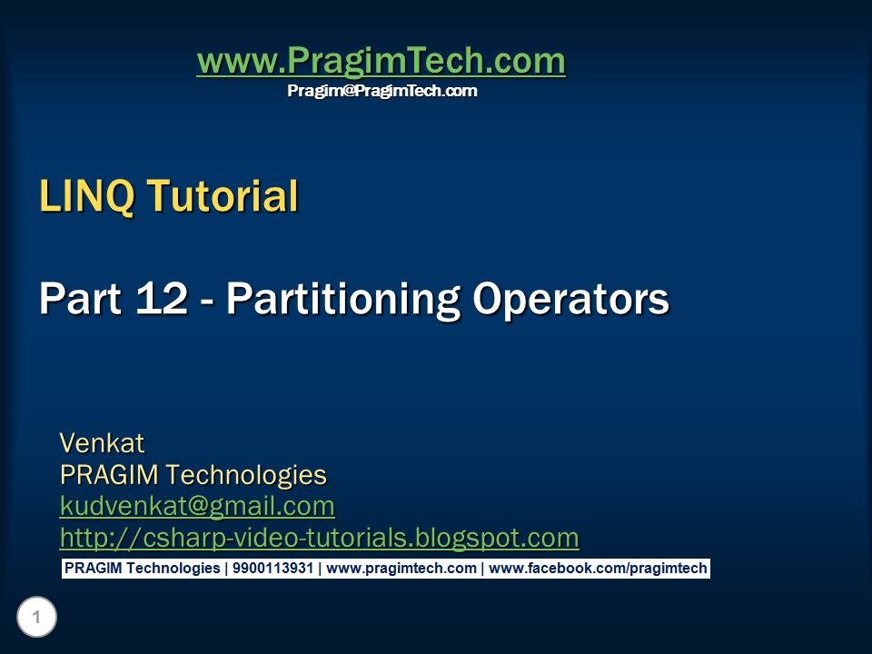 Sql Server Net And C Video Tutorial Part 12 Partitioning Operators In Linq