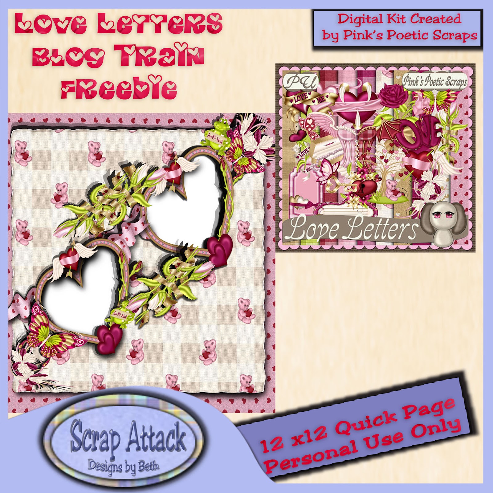 Welcome to Scrapattack;Designs by Beth: Sweet Sweet Valentines Freebie