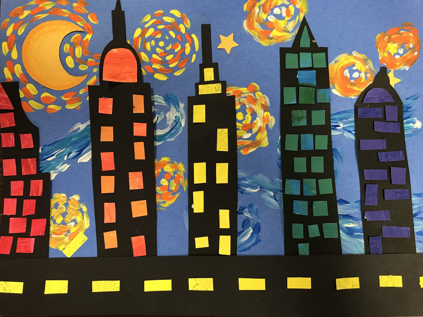 Elements Of The Art Room 3rd Grade Starry Night Cityscapes