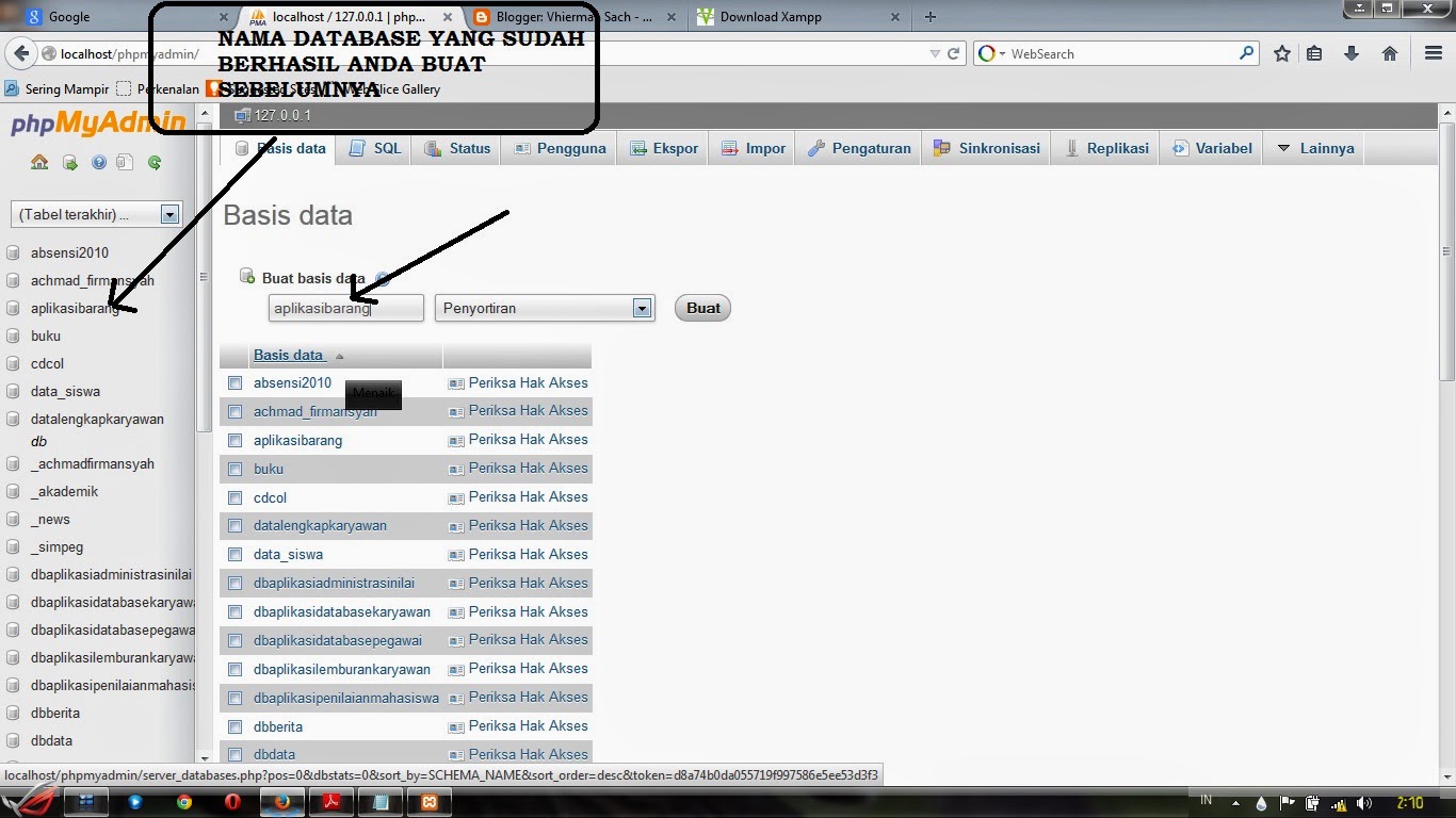 TUTORIAL CARA MEMBUAT TABLE DENGAN PHPMYADMIN « .Programmer Mania