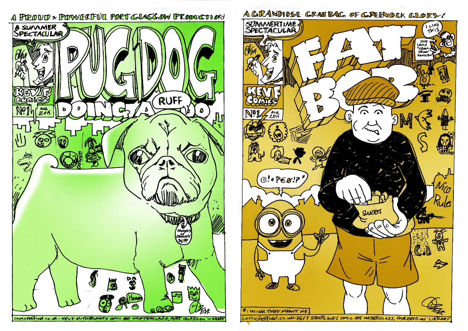 Kev F comic art: Pug Dog Doing A Poo (& other delights) - comics by kids