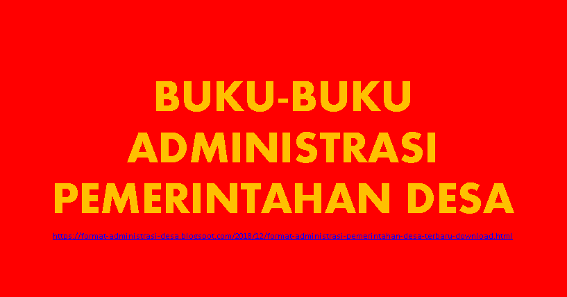 Format Buku Administrasi Pemerintahan Desa Terbaru (Download) | FORMAT ...