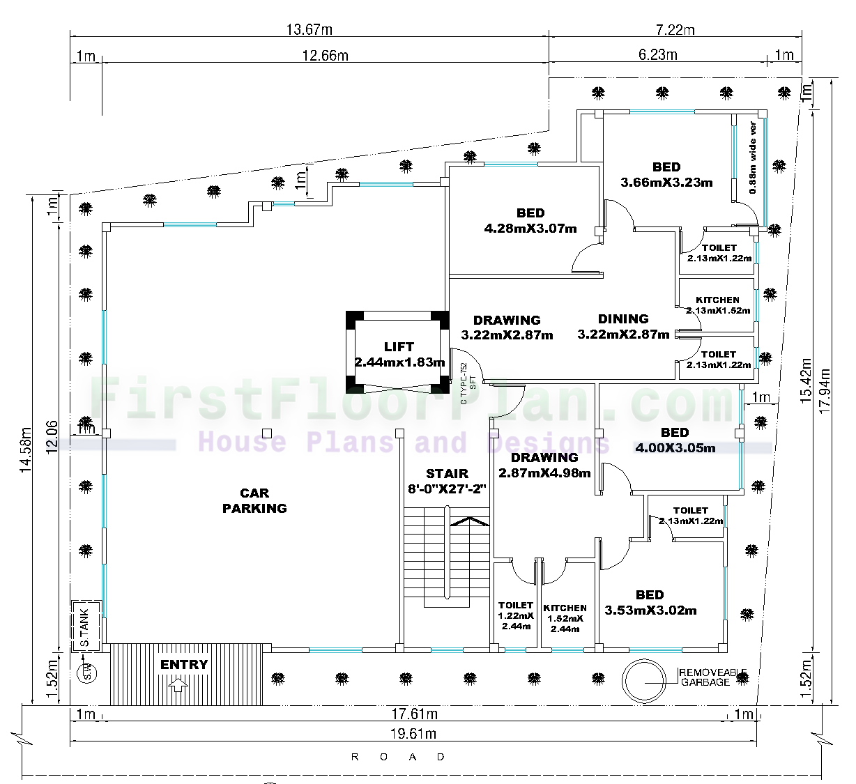 High Rise Building Designs and plans AutoCAD dwg File - First Floor ...