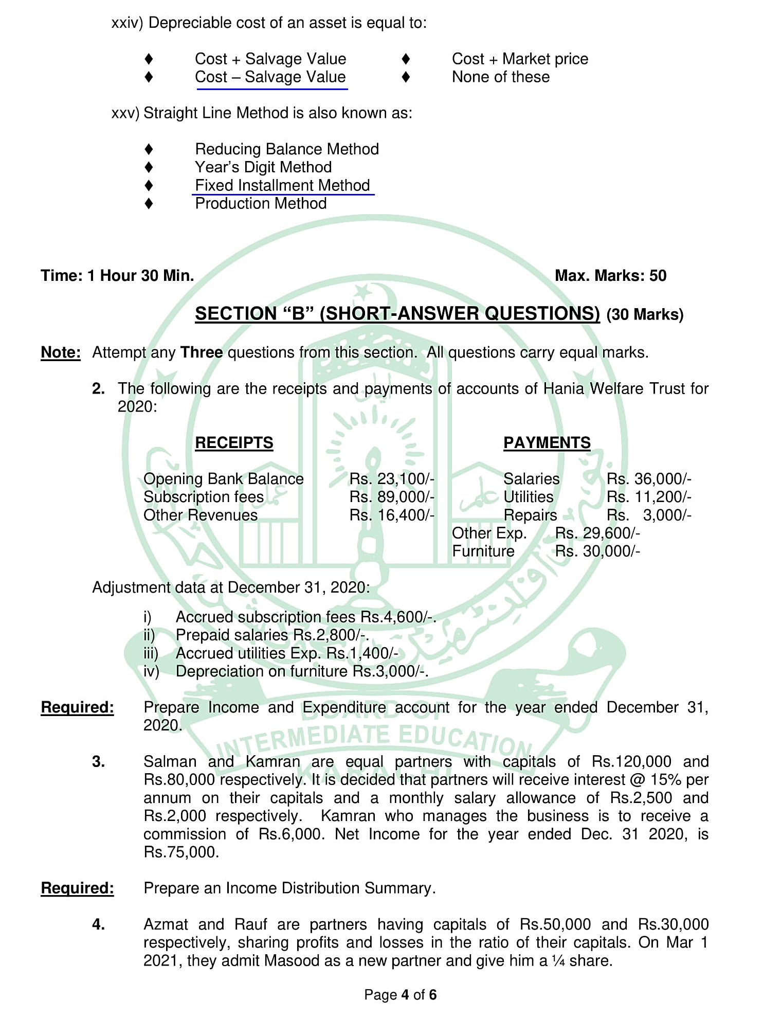 Education Is The Key To Success: Accounting - Paper 2 - For Class ICOM ...