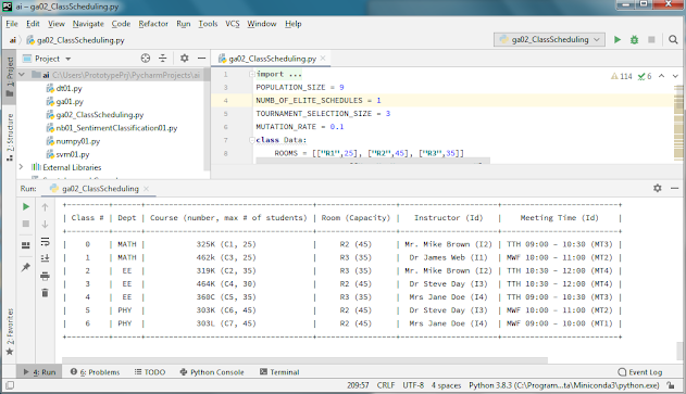 Prototype Project: Class Scheduling w/ Genetic Algorithms and Python