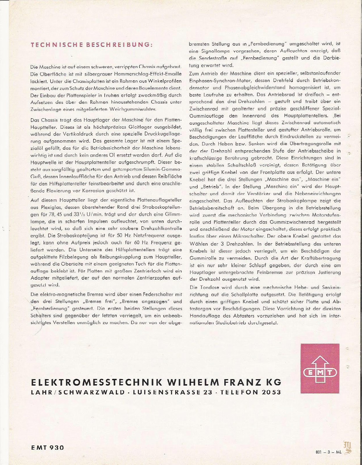 EMT 930 professional studio turntable – Ultimate High-Fidelity