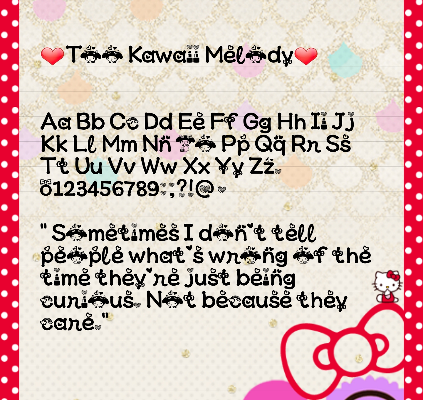 My Kawaii Fonts: ♡Too Kawaii Melody♡