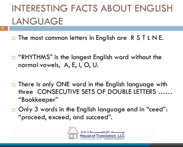 Welcome to House of Translation: Interesting Facts about the English ...