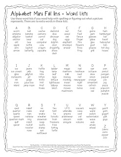 The Puzzle Den: U to Z (except X) Mini Fill Ins - Free Puzzles