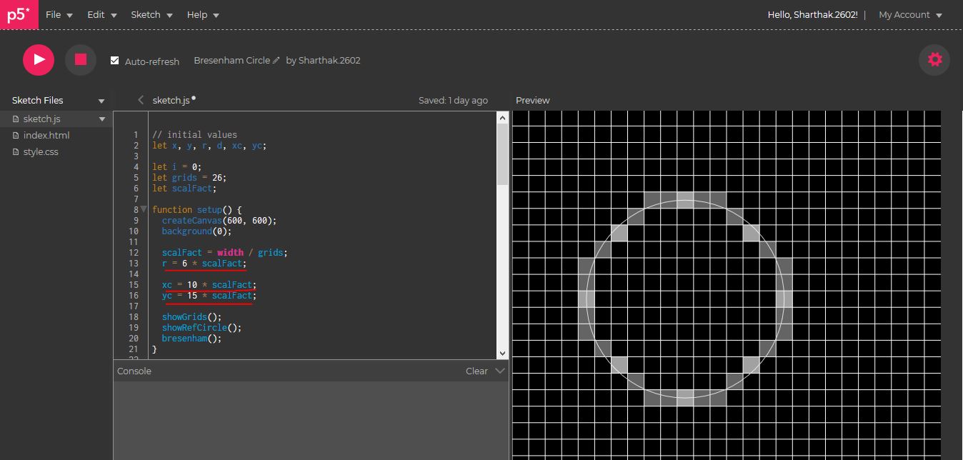 Computer Graphics Lab: Bresenham's Circle Drawing Algorithm