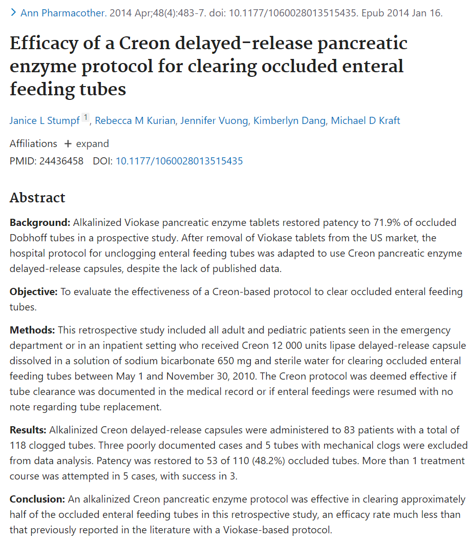 Efficacy of a Creon delayed-release pancreatic enzyme protocol for ...