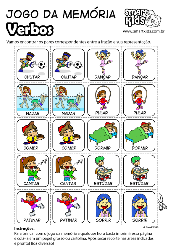Tirando de Letra: Jogo da memória - verbos