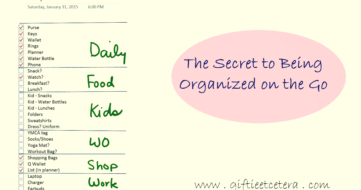 The Secret to Being Organized on the Go | Giftie Etcetera: The Secret ...