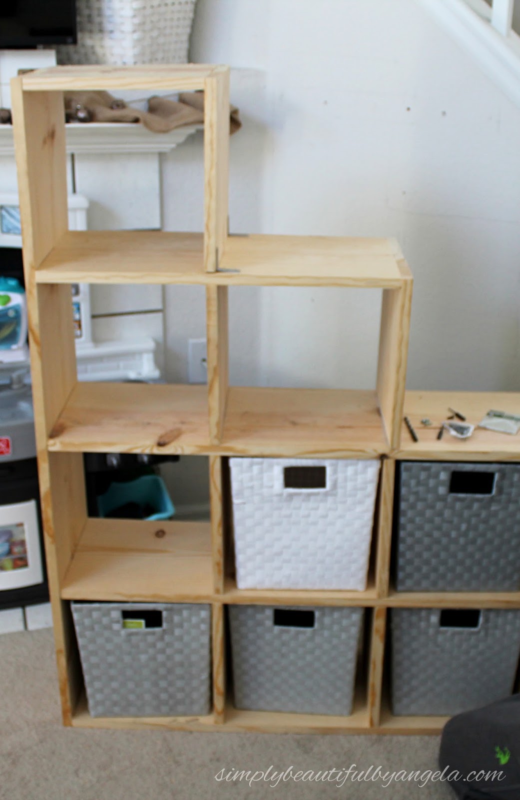 DIY Staircase Storage Unit for Living Room Toys