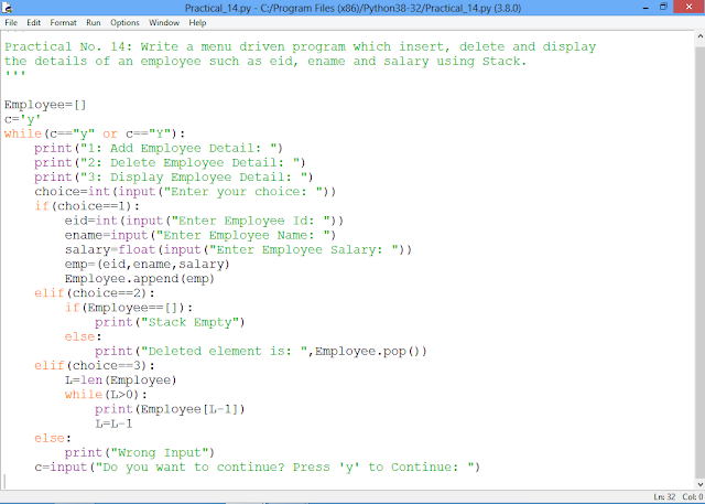 TGTPGTCS: Practical No: 14: - Write a menu driven program which insert ... TGTPGTCS: Practical No: 14: - Write a menu driven program which insert ...