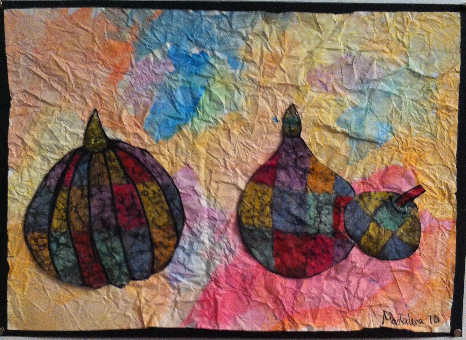 Art Room Britt: Mixed Media Batik Autumn Vegetable Patch