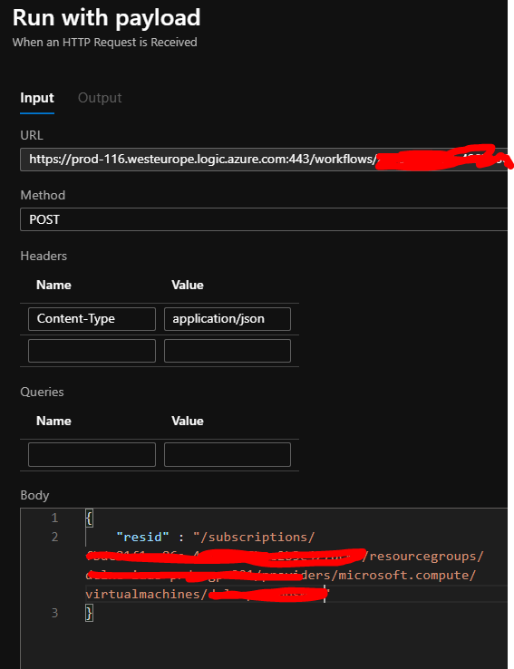 The logic app and the resource graph query