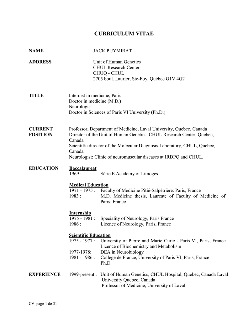 Curriculum Vitae Quebec - Birthday Letter