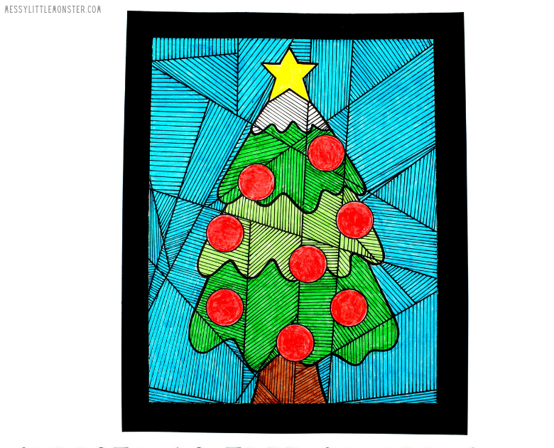 Christmas Tree Coloring Page - Line Art Project - Messy Little Monster