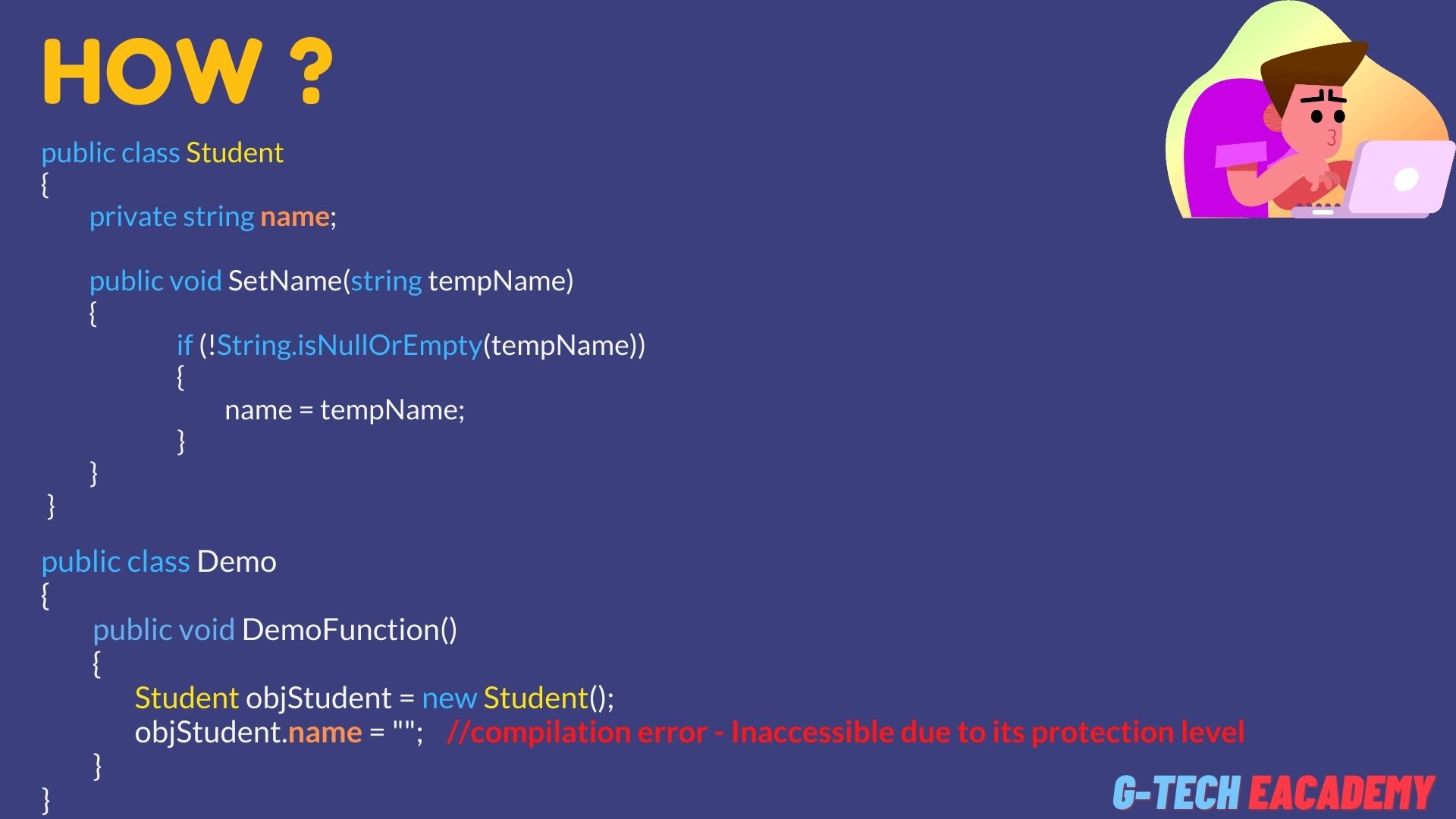 C# Access Modifiers: What Why How | C#.Net Tutorial - GTech eAcademy