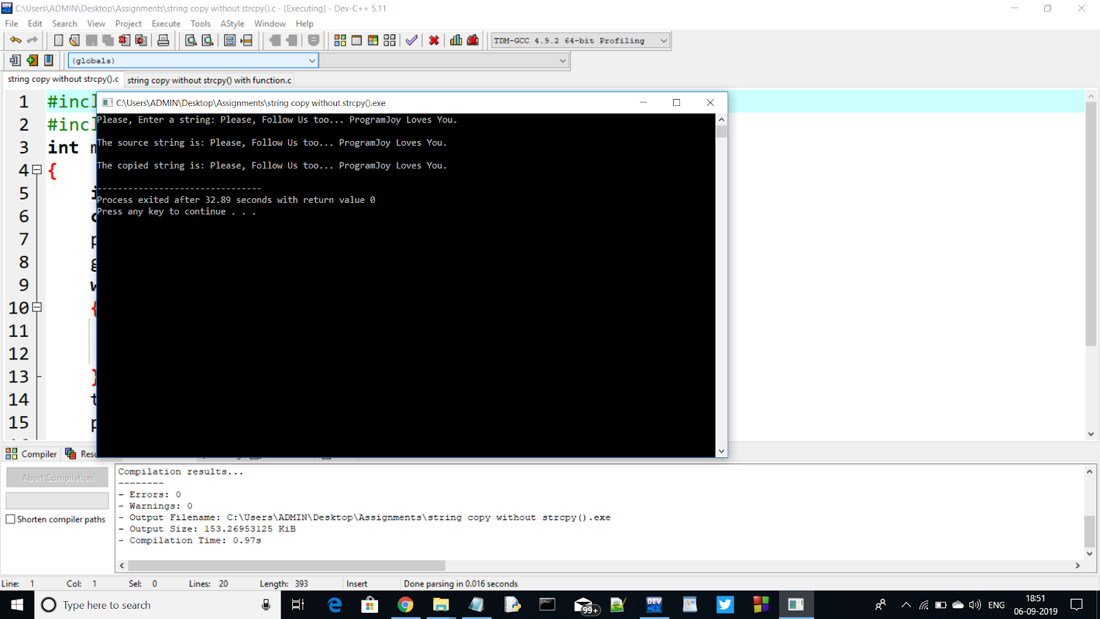 String Copy Without Strcpy In C Language
