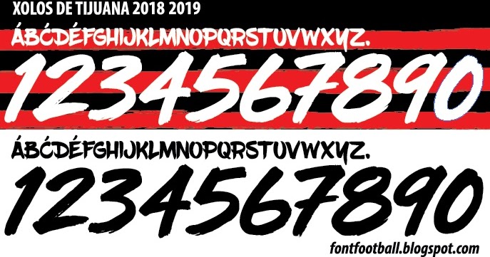 FONT FOOTBALL: Font Vector Xolos De Tijuana 2018 2019 kit