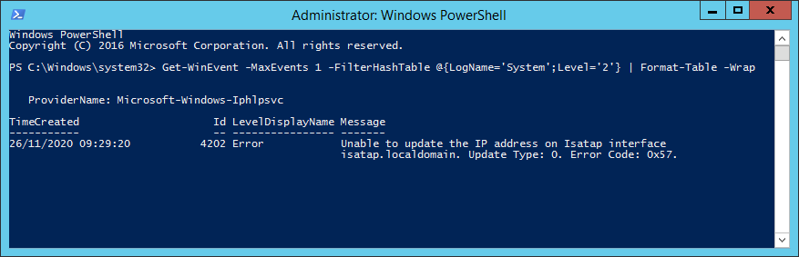 Get Winevent Show Or Filter Errors From Event Log Only Powershell