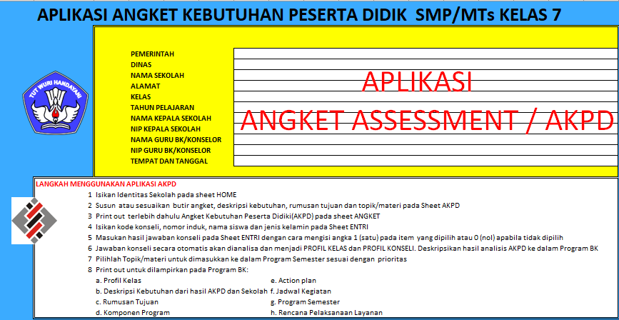 Aplikasi Angket Assessment / AKPD Format SMP - MTS - Blog Edukasi dan ...