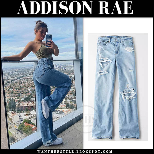 Addison Rae in ripped wide leg jeans and tie-dye top on January 29 ~ I ...