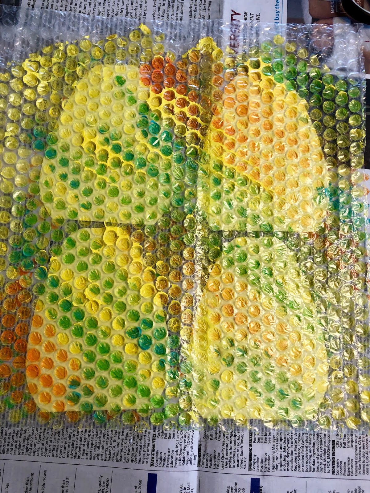 Kathy's Art Project Ideas: 3D Bubble Wrap Printed Pineapple