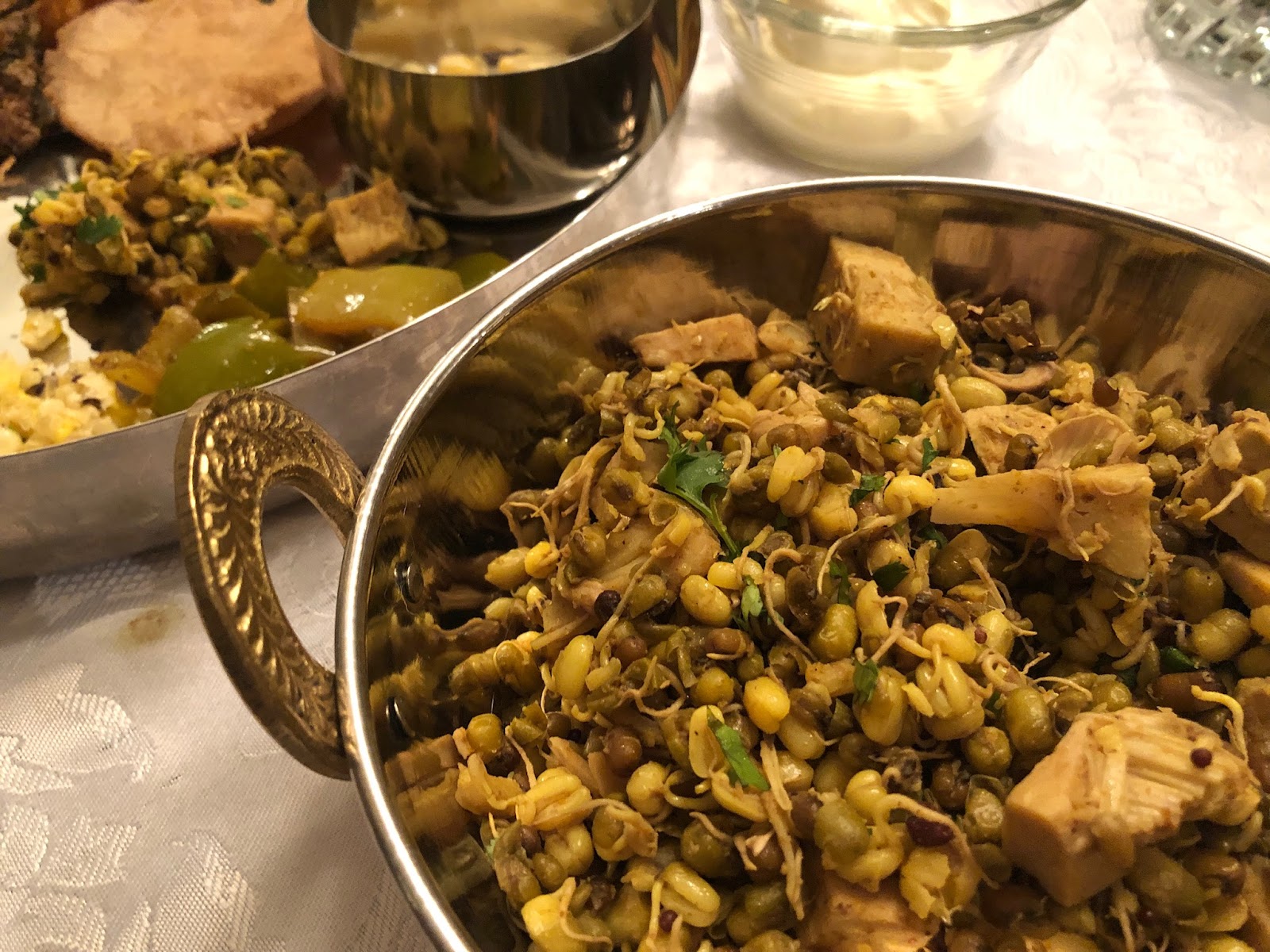 Home on my Range: Sprouted Moong Bean and Jackfruit Subji