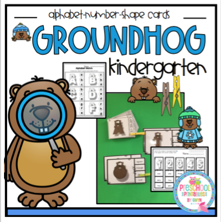 Groundhog Alphabet-Number and Shape Cards plus Worksheets ~ Preschool ...